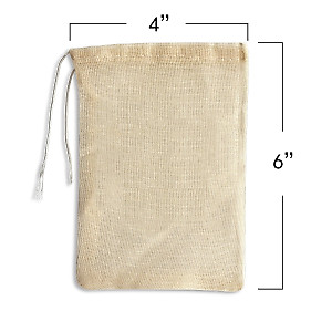 kingleder 12Pack Reusable Drawstring Cotton Soup Bags, Straining Herbs Cheesecloth Bags, Coffee Tea Brew Bags, Soup Gravy Broth Stew Bags, Bone Broth Brew Bags(4''x6'')