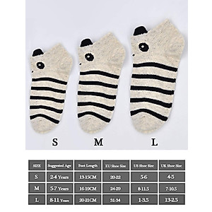 Hellomamma Girls Toddler Cotton Crew Socks Kids Novelty Animal Soft Funny Fashion Casual Breathable Childs Socks 5 Pairs