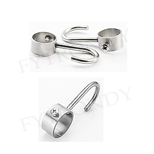 FYTRONDY Stainless Steel Adjustable J Typed Hooks, Tube Rod Hooks, Bathroom Wardrobe Pipe Hanger (1 INCH, 4 Pack)