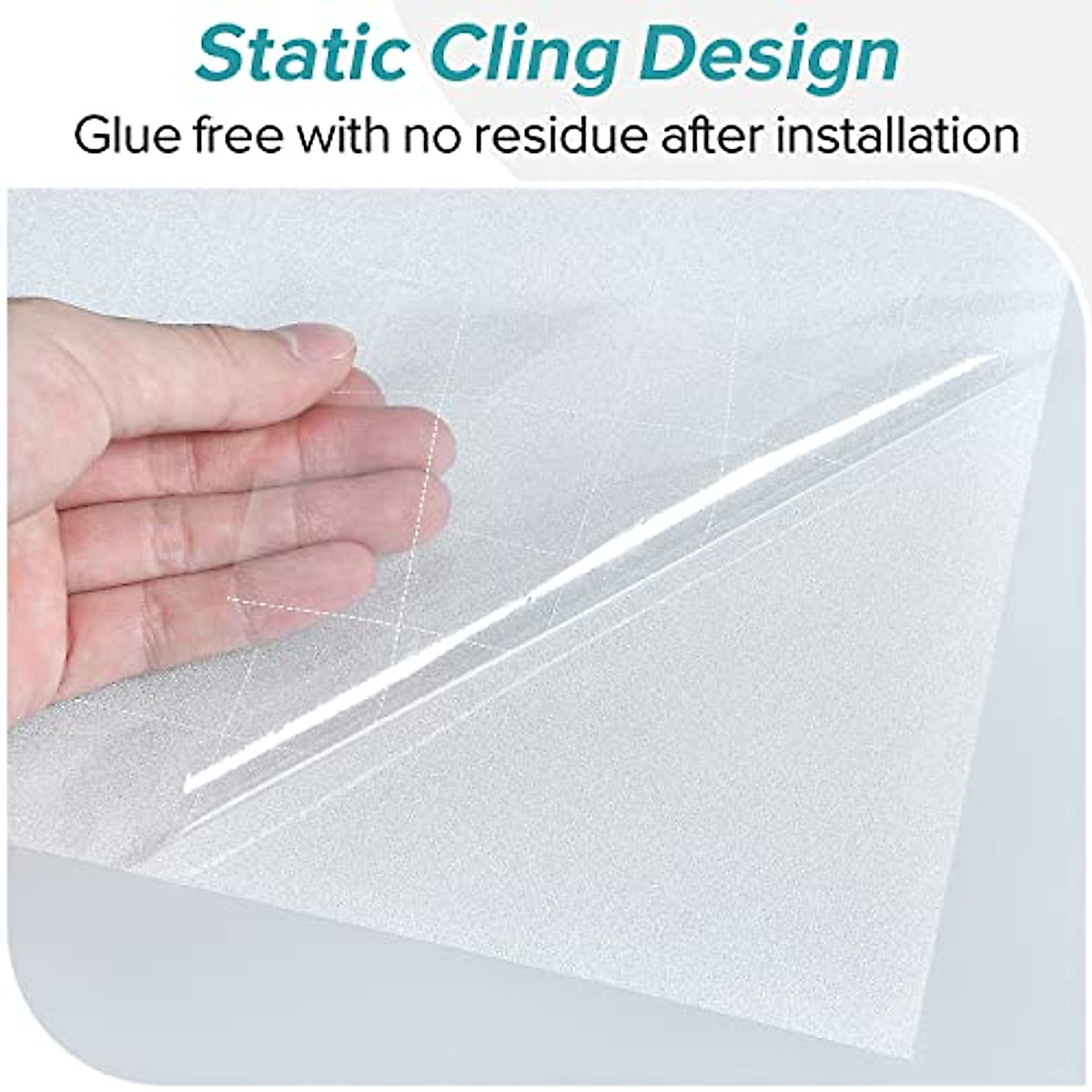 DOWELL Privacy Window Film, Frosted Glass Window Film for Bathroom, Static Cling Non Adhesive Window Clings, Opaque Door Shower Covering, UV Blocking Window Sticker for Home Office, 17.5 x 78.7 inches