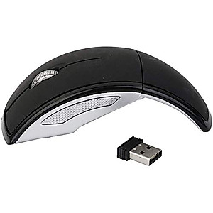 2.4Ghz Wireless Folding Mouse Foldable Optical Arc Mouse Universal Portable Travel Mice Bluetooth USB Receiver for PC Mac Laptop MacBook (Pack of 1)