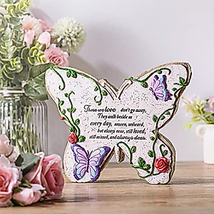 Those We Love Don't Go Away Garden Decor Garden Memorial Stones Memorial Garden Plaque Memorial Gifts for Loss of Mother Butterfly Garden Decor Stepping Stone Outdoor Memorial Plaques for Outdoors