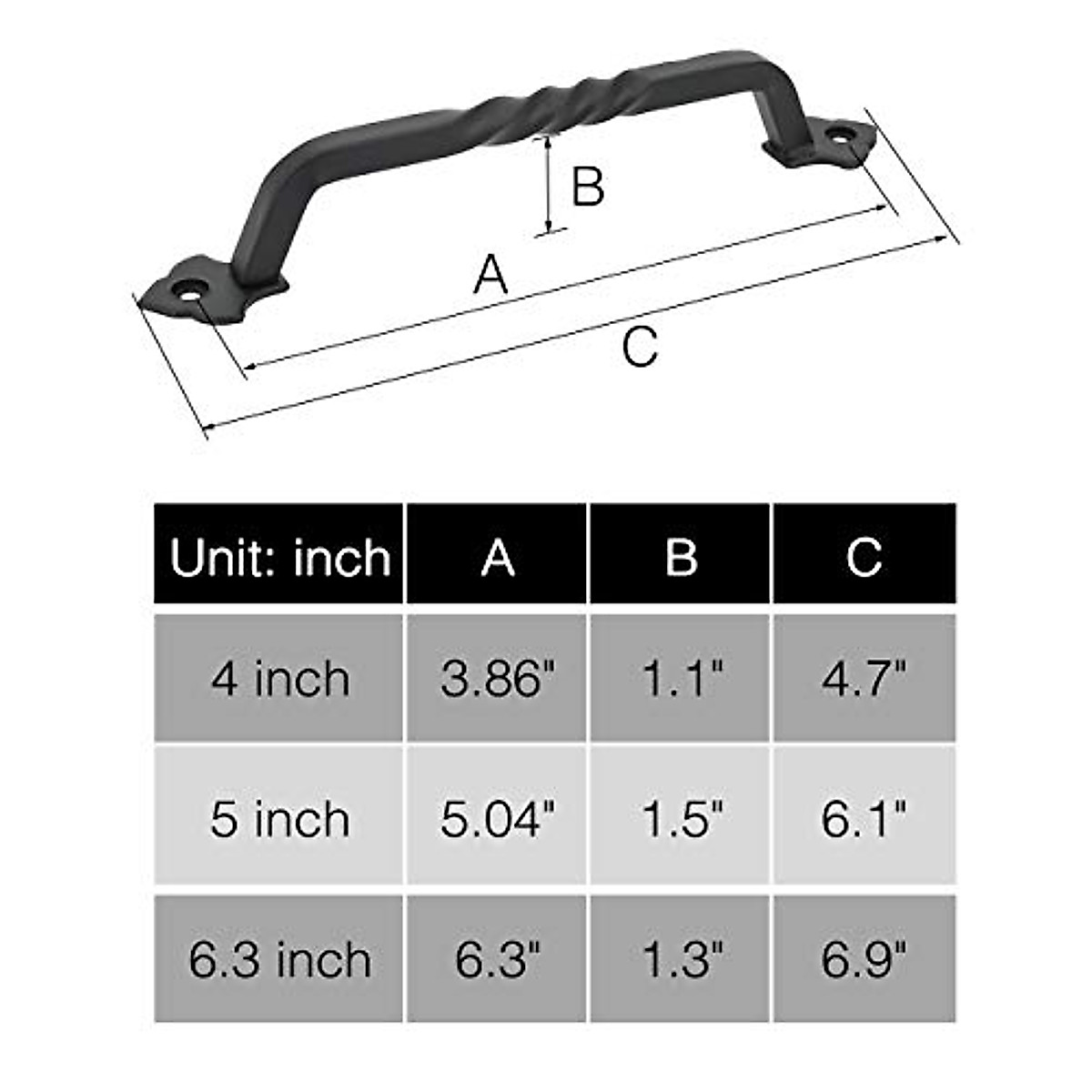 OVOV 2 Pack Barn Door Pull Handle Hardware for Wooden Garden Gate Shed Cabinet Door (2Pcs 4inch)