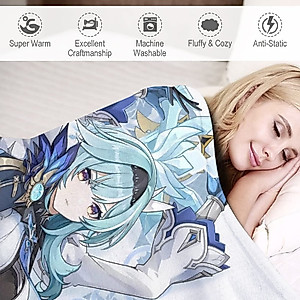 Dalicoter Game Genshin Impact Blanket Mondstadt EULA Anime Blanket 50"×40" Super Soft Flannel Throw Blanket Warm Winter Blanket Towel Blanket for Couch Kids Girls & Adults