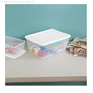16448812 (QT) Storage Box Container, White Lids & Clear Base (S20)