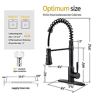 SOKA Kitchen Faucet Oil Rubbed Bronze Commercial Kitchen Sink Faucet with Pull Down Sprayer Kitchen Faucet Bronze with Deck Plate Single Handle Modern Rv Kitchen Faucet ORB, 3 Function Laundry Faucet