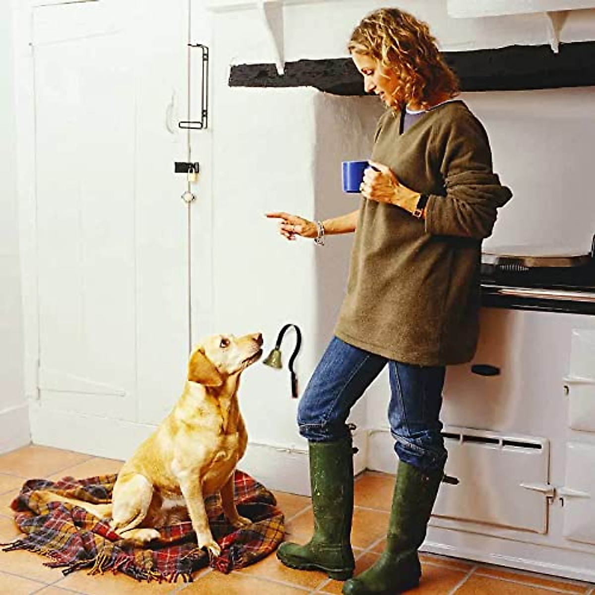 GoldTiger Dog Doorbell,Fixed Metal Dog Doorbell,Dog Bell for Door Potty Training,Bell for Dogs to Ring to go Outside,Manual Assemble Wall Mounted Dog Door Bell (Black)