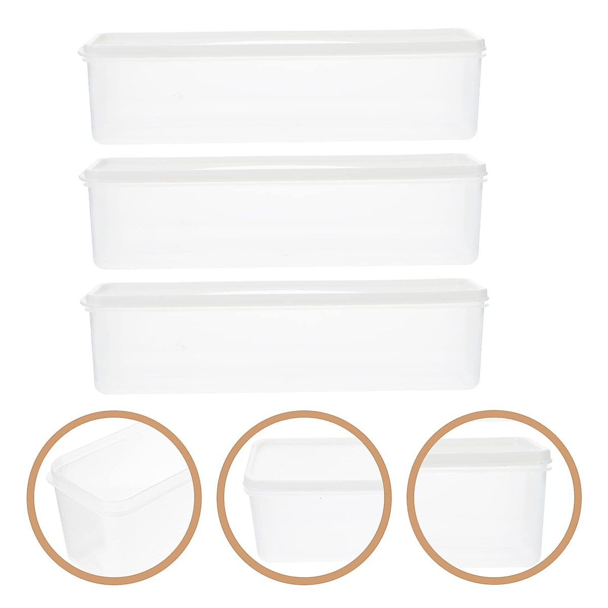 Zerodeko 3pcs Transparent Noodle Box Pp Crisper Flour