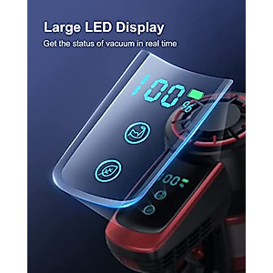 WLUPEL Cordless Vacuum Cleaner, 250W Stick Vacuum Cleaner with 30KPA Powerful Suction, Lightweight Handheld Vacuum LED Display for Carpet and Floor, Pet Hair (Hero 8-Red)