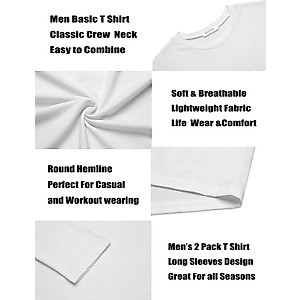 COOFANDY Men 2 Pack Fitted Muscle T Shirt Gym Workout Athletic Long Sleeves Tee Black/White