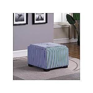ORE International Inc. HB4774 17.5" Yellow and Gray Stripes Single Tufted Storage Ottoman