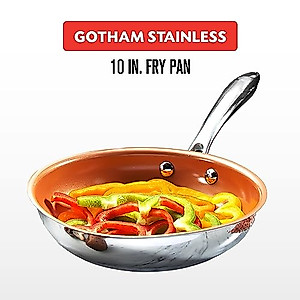 Gotham Steel Stainless Steel 2 Pack Nonstick Frying Pan Set, Induction Base Stainless Steel Skillet Set + Stainless Steel Pan Set, Metal Frying Pan – Nonstick Egg Pan, Oven/Dishwasher Safe Non Toxic