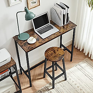 VASAGLE Bar Table and Chairs Set, Kitchen Bar Table with Bar Stools Set of 2, Industrial Steel Frame, Dining Table Set, Rustic Brown and Black ULBT219B01