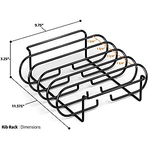 Sorbus® Non-Stick Rib Rack – Porcelain Coated Steel Roasting Stand – Holds 4 Rib Racks for Grilling & Barbecuing (Black)