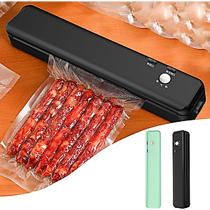 Vacuum Sealer - Automatic Food Vacuum Sealer with LED Indicator, Food Vacuum Sealer for Food Preservation Airtight Packaging System, Compact Design (Green)