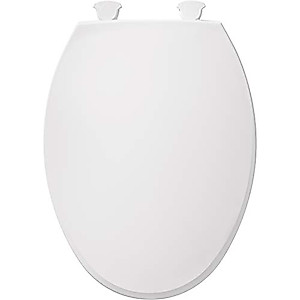 BEMIS 1800EC 000 Plastic Toilet Seat with Easy Clean & Change Hinges, ELONGATED, White