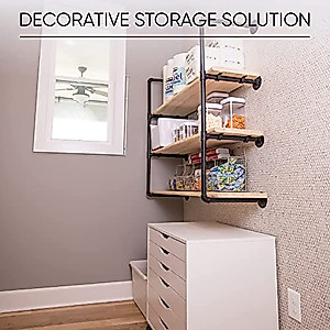 4 Tier Industrial Iron Pipe Floating Shelves, Wall Mount Pipe Shelf Brackets Unit, DIY Open Bookshelf 4 Tier Pipe Shelving, Shelf floating Pipe for Home, Kitchen, Bathroom, Office(42Inch)