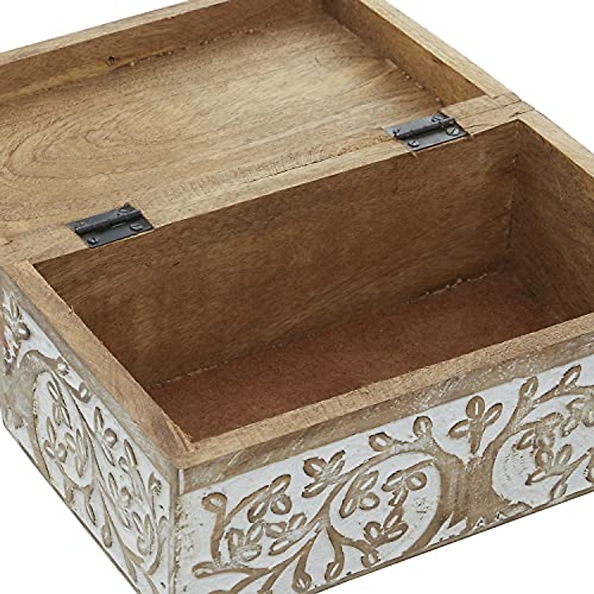Deco 79 Mango Wood Floral Box with Hinged Lid, Set of 3 8", 10", 12"W, Brown