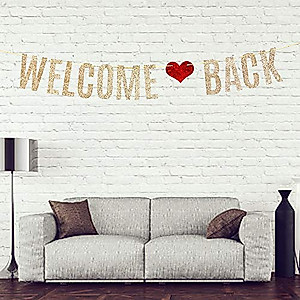 Champagne Gold Welcome Back Banner, Welcome Home Sign,Housewarming, Military, Family Party Decorations