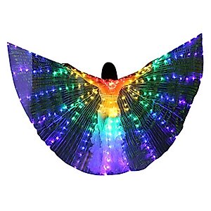 Cegduyi LED Butterfly Wings Belly Dance Costumes Glowing Performance Clothing with Telescopic Stick for Carnival