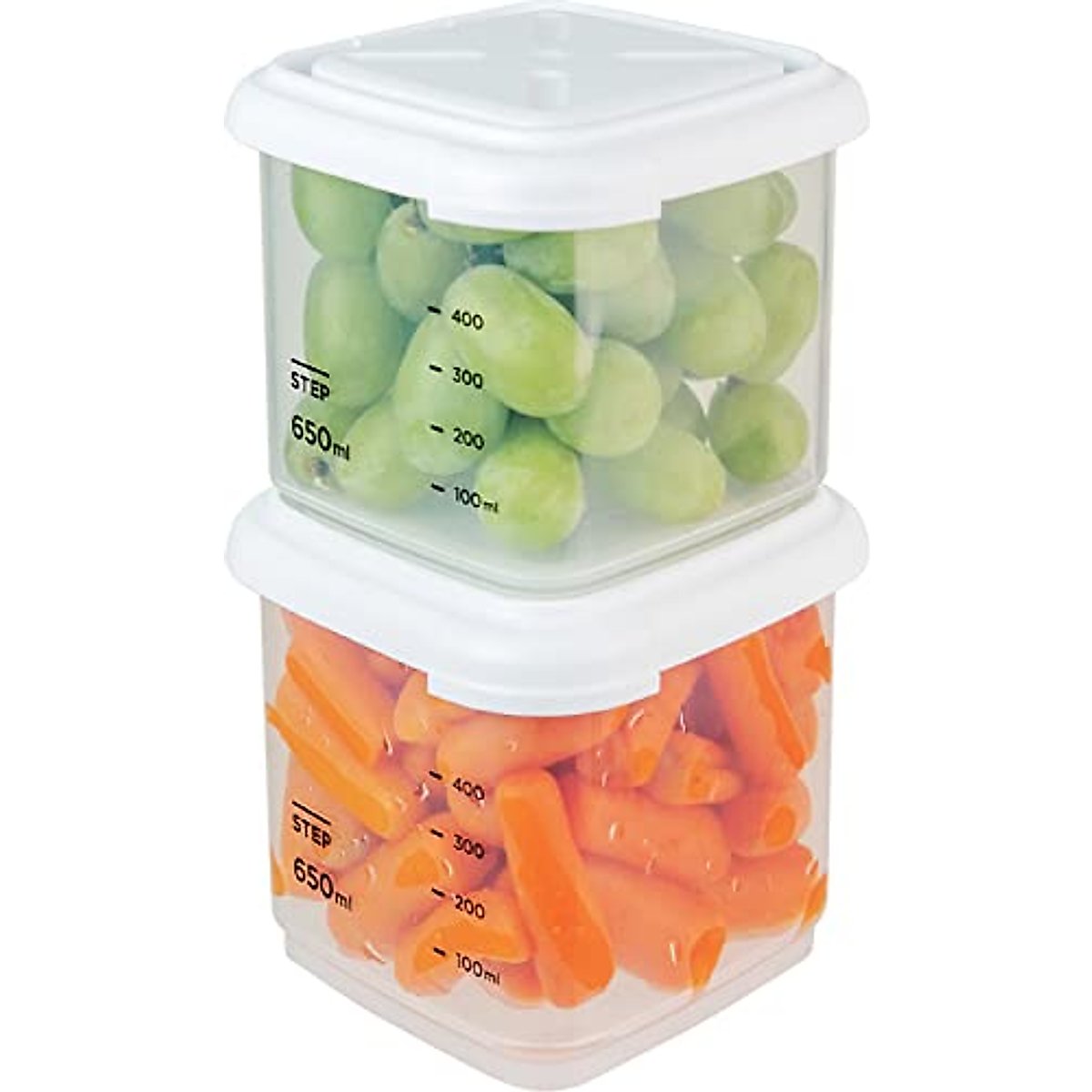 carrotez Stackable Food Storage Containers with Airtight lids, Meal Prep Containers, Portion Control Containers with labels, 16oz, Reusable, Pack of 2
