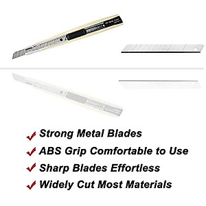 WEKOIL 30Pcs Snap Off Utility Knife Blades with 3 Pcs Delicate 9mm Auto Lock Art Knives Craft Cutters Box Paper Cutters Graphic Knife for Office Home Garage Warehouse,White