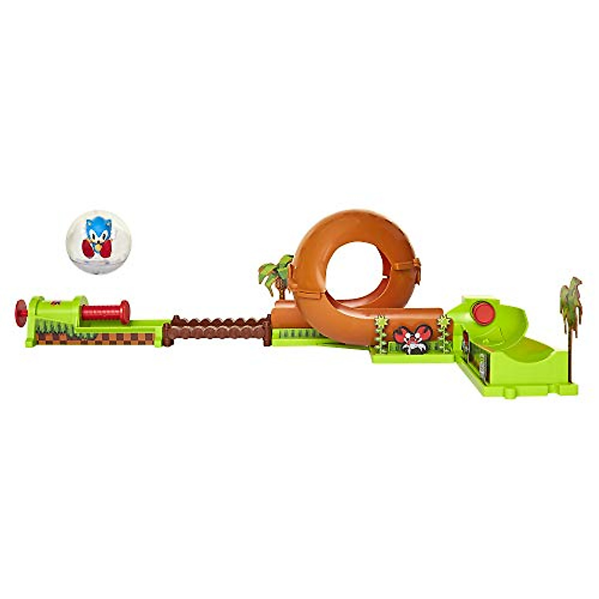 Sonic The Hedgehog Pinball Green Hill Zone , Track Play Set, 9 Piece, with Looping Action & Automatic Bumper Exclusive Sonic Sphere Included, for Ages 3+