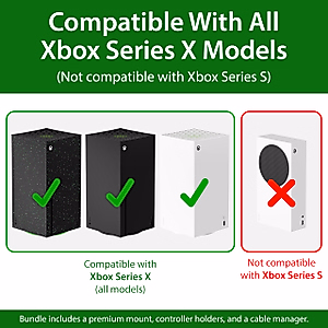 TotalMount – Wall Mount for Xbox Series X – Prevents Your Xbox from Falling by Securing Each Side (Large Bundle: Wall Mount and 3 Controller Holders)