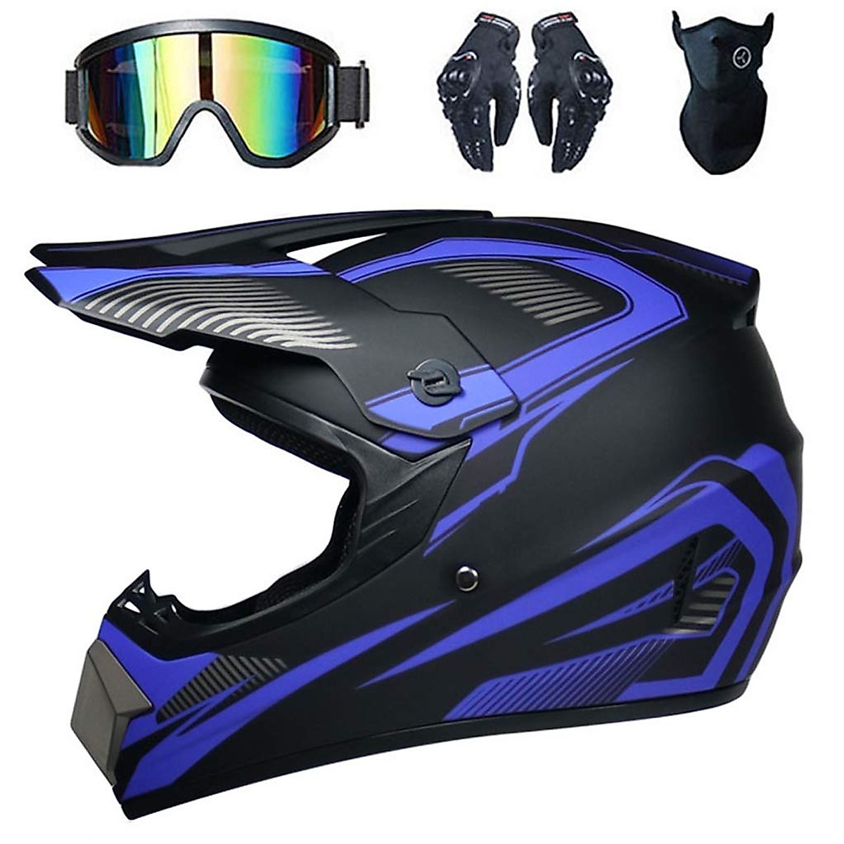 Motocross Unisex-Child Motocross Helmet Kids Youth ATV Off-Road Dirt Bike Motocross Helmet Gear Combo Gloves Goggles for Boys & Girls DOT Approved Motocross Helmet