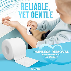 JJ CARE Soft Surgical Tape [Pack of 4], 2” x 10 Yards Soft Cloth Tape, Latex-Free Cloth Medical Tape for First Aid, Breathable Cloth Surgical Tape, Hypoallergenic Adhesive