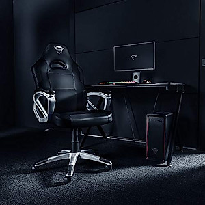 Trust Gaming Chair GXT 705 Ryon - Ergonomic PC Desk Swivel Chair, Full 360° Rotatable, Class 4 Gas Lift, Armrest with Cushions, Tilting Seat, Double Wheels - Black