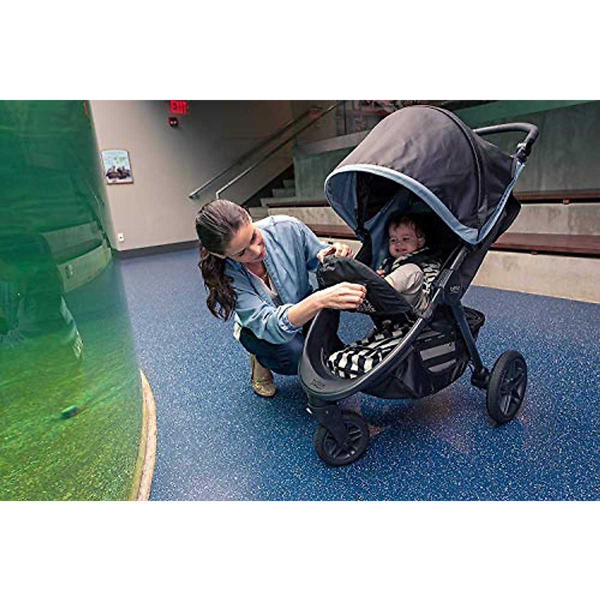 Britax B-Free Stroller, Frost - All Terrain Tires - Adjustable Handlebar - One Hand Fold - Large UV50 Canopy