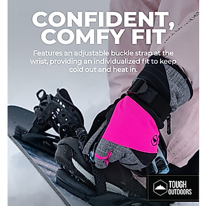 Tough Outdoors Women's Ski Gloves - Womens Snow Gloves - Winter Waterproof Snow Gloves - Adult Snow Gloves - Ladies Snowboarding Gloves