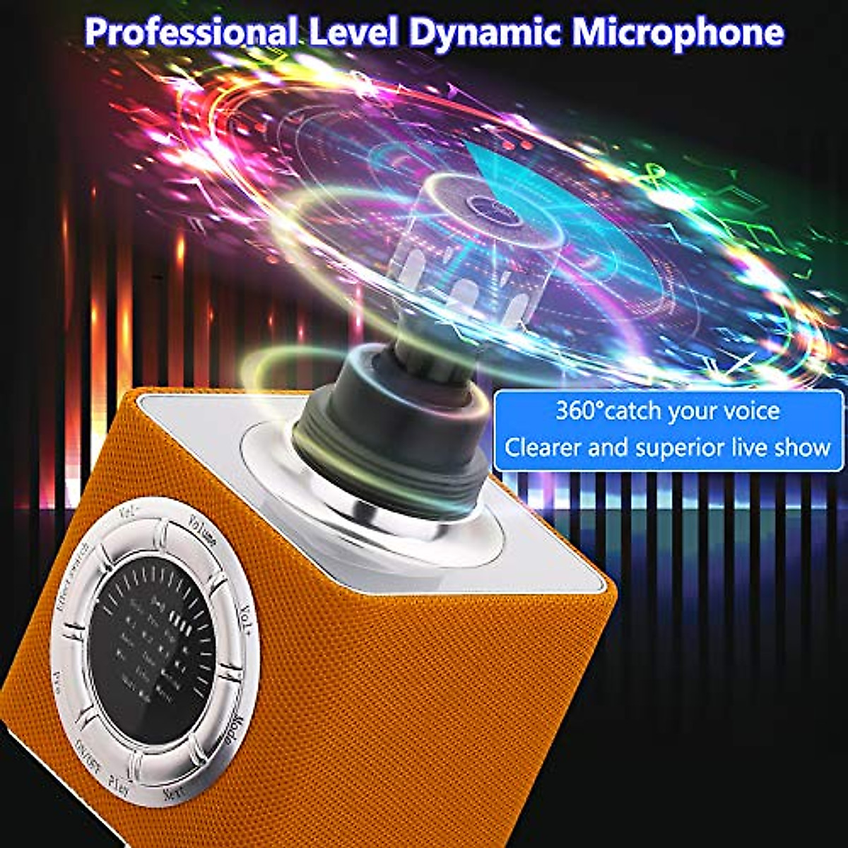 BONAOK Upgraded Wireless Bluetooth Karaoke Microphone with LED Screen, Portable Rechargeable Dynamic Mic and Speaker for Kids & Adults (D17 Orange)