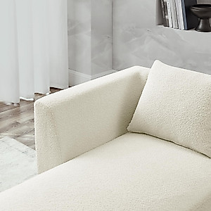 GNIXUU Modular Sectional Sofa, Modern Minimalist Boucle Fabric U-Shaped Sectional Couch, Comfy Double Chaise Lounge 4 seat Couch Set with Pillows for Living Room, Office, Apartment，117Inch(Beige)