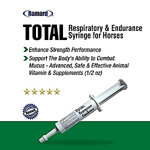 Ramard Total Respiratory & Endurance Syringe for Horses, Equine Vitamin & Supplements, Veterinary Supplies, with Clairisol, Methyl Parabens, Peppermint Oil & Sodium Benzoate 1/2 oz, 1-Pack