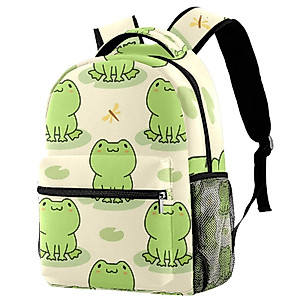 JAVENPROEQT Cute Frog Casual School Backpack For Teen Girls Boys, Shoulder Bag For Men Women