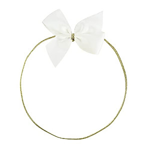 AIMUDI Stretch Loops with Pre Tied Satin Bows 10", White Elastic Gift Bows Stretch Bows for Gift Wrapping Stretch Cord with Bow Elastic Ribbon for Gift Boxes Party Favors (24 Pack)