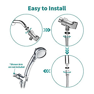MIAOHUI Modern Handheld Shower Head with On Off Switch, High Pressure Shower Head with Handheld, 3 Spray Settings Removable Shower Head with Hose, Angle Adjustable Shower Bracket, Teflon Tape (Chrome)