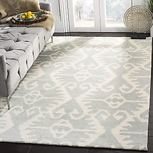 SAFAVIEH Wyndham Collection Area Rug - 8' x 10', Grey & Ivory, Handmade Modern Wool, Ideal for High Traffic Areas in Living Room, Bedroom (WYD323G)