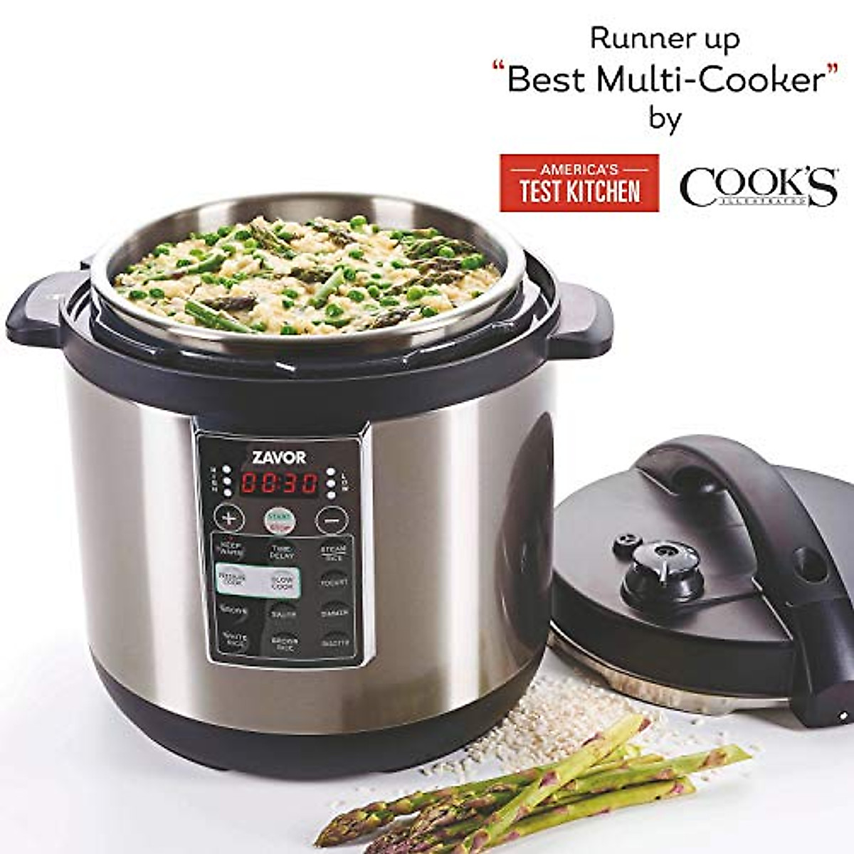 Zavor LUX Multi-Cooker, 4 Quart Electric Pressure Cooker, Slow Cooker, Rice Cooker, Yogurt Maker and more - Stainless Steel (ZSELX01)