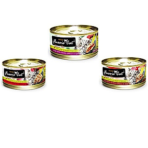 Fussie Cat Premium Grain Free Canned Cat Food 3 Flavor Variety Bundle: (4) Tuna with Chicken, (4) Tuna with Salmon and (4) Tuna with Ocean Fish, 2.82 Oz Each (12 Cans Total)