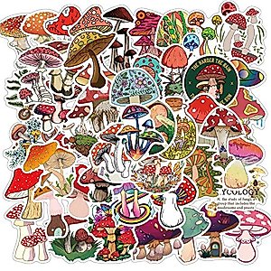 Colorful Ins Style Mushroom Stickers 50 Pack Waterproof Decals for Scrapbooking Journaling Laptop Phone Case Water Bottle Home Decor (Mushroom)