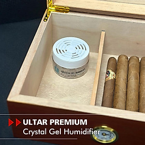 Crystal Gel Humidifier for Cigar Humidors (3 oz jar) -2 pack, Pre-filled PG Humidor Solution,Cigar Humidifier with Adjustable Cap,Keep 70% RH, Reusable Humidor Humidifier fit all Humidor Cigar Box