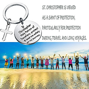 bobauna St Christopher Traveller Keychain Religious Safe Travel Gift (St Christopher journey keychain)