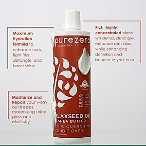 Purezero Flaxseed Oil & Shea Butter Shampoo and Conditioner Set - Curl Care - For Curly Hair Detangle & Defrizz - Zero Sulfates/Parabens/Dyes -100% Vegan & Cruelty Free - Great For Color Treated Hair