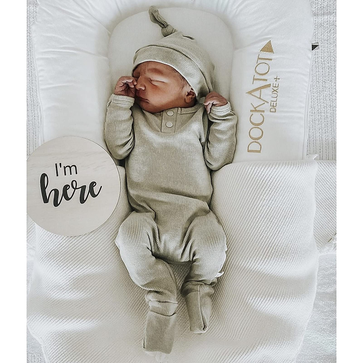 Infant Boys Girls Clothes Set Newborn Baby Romper Hat Ribbed Knit Long Sleeve Button Solid Bodysuit Jumpsuit (Blue, 0-3 Months)