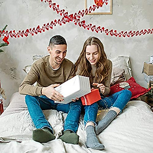 Chuangdi 2 Pieces Red Heart Tinsel Valentine's Day Garlands Heart Shaped Tinsel Garlands Valentines Love Hanging Garlands Decoration for Wedding Party Valentine's Day Decor