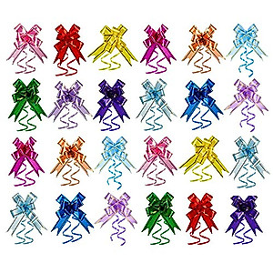200 PCS Assorted Colors Ribbon Pull Bows Decorative Present Basket Festival Gift String Wrap Bows for Christmas Wedding Party Thanks Giving(1.8cm/0.7inc Width)