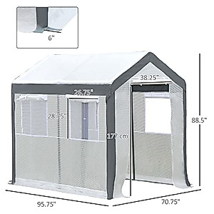 Outsunny 8' L x 6' W x 7' H Outdoor Walk-in Tunnel Greenhouse Garden Warm Hot House with Roll Up Windows, Zippered Door, & Weather Cover